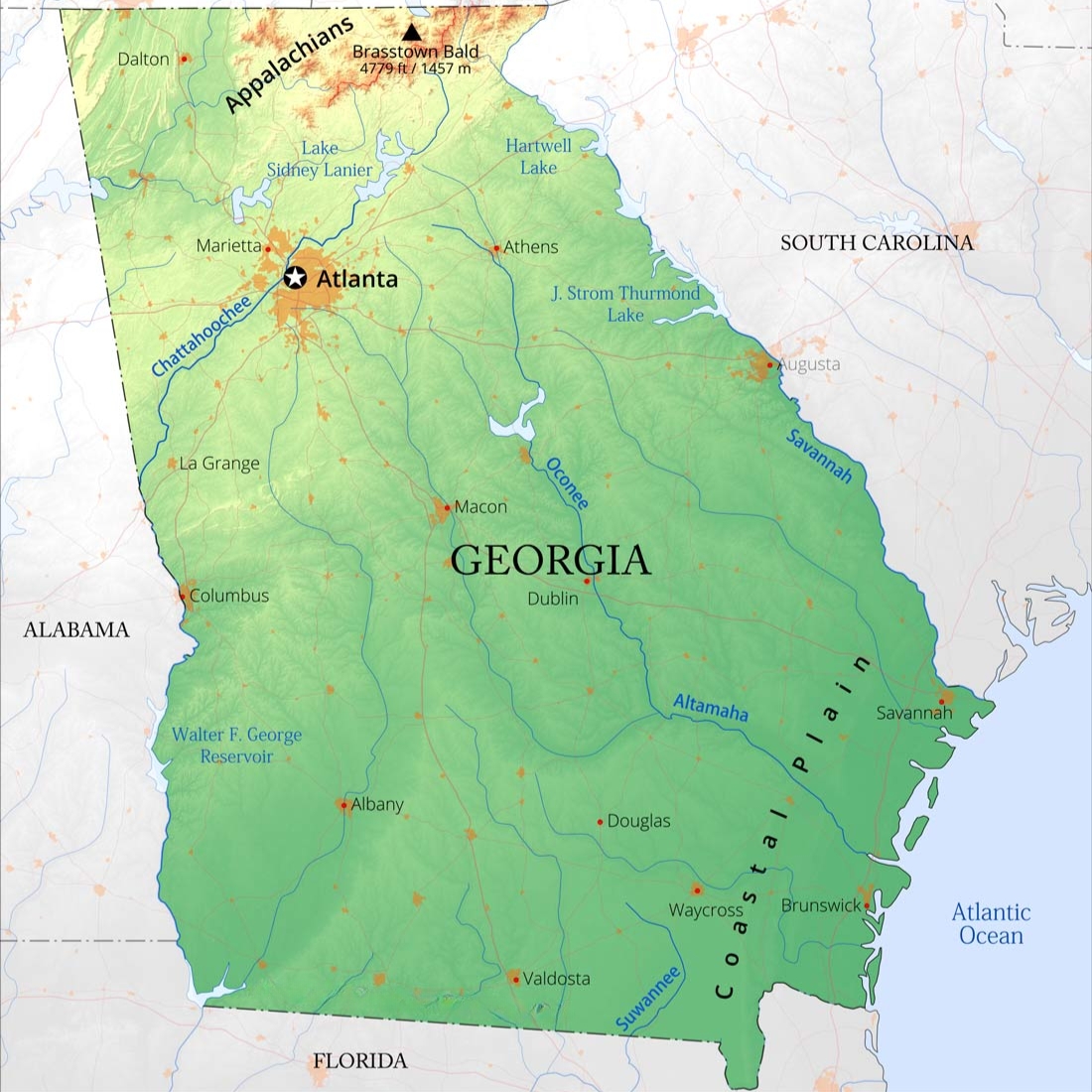 Map of the City of Atlanta, Georgia – Geography, Attractions & Stats ...